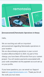 Remotasks ends operations in Kenya - • 𝐭𝐞𝐜𝐡-𝑖𝑠ℎ