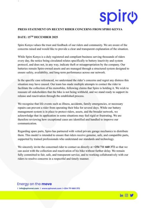 Spiro Kenya backlash explained: Battery repossessions, remote lockouts ...